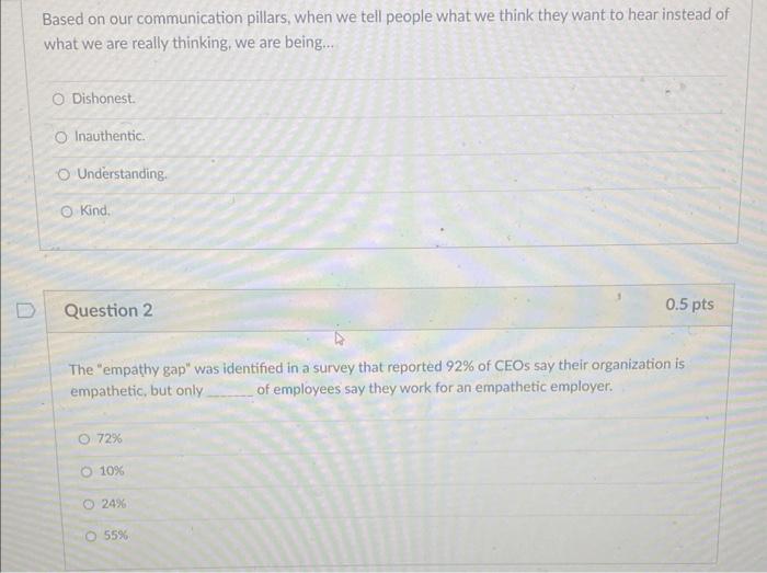 Based on our communication pillars, when we tell | Chegg.com