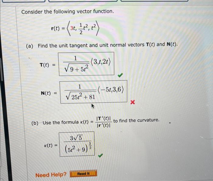 Solved Consider the following vector function. | Chegg.com