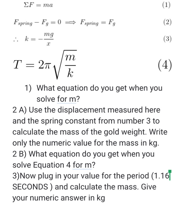 Solved Spring Constant 1 mall Large Spring Constant 2 Small | Chegg.com