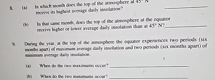 Solved (a) ﻿in which month does the top of the atmosphere at | Chegg.com