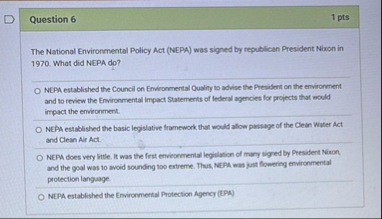 Solved Question 61 ﻿ptsThe National Environmental Policy Act | Chegg.com