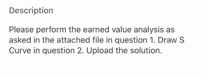 Description Please perform the earned value analysis | Chegg.com