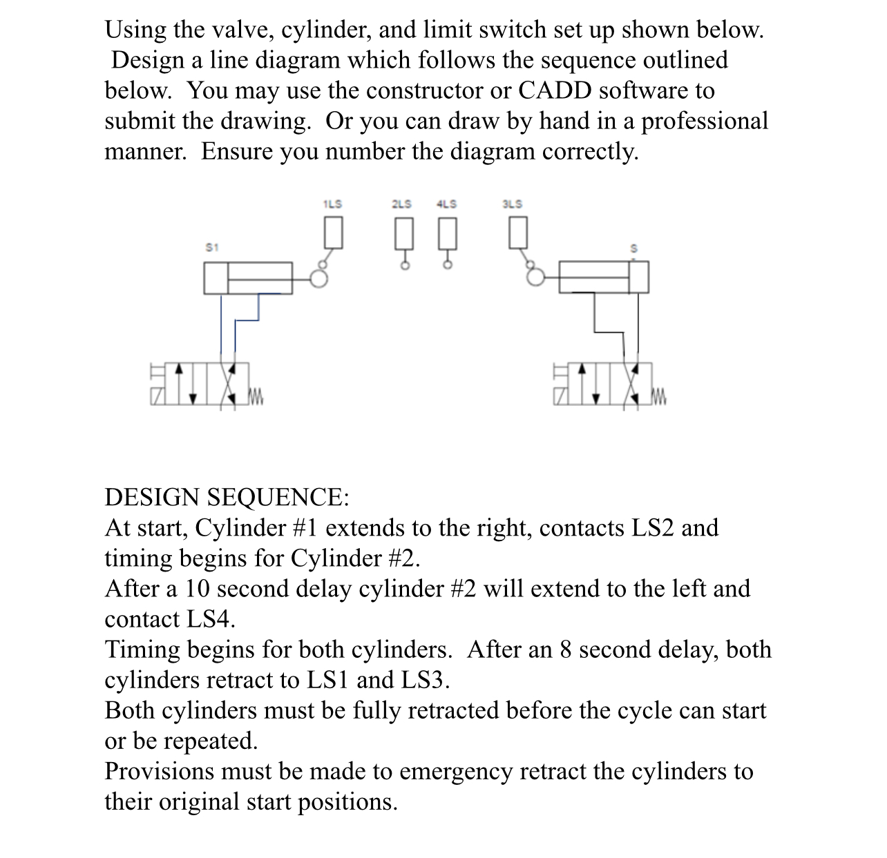 Solved Using the valve, cylinder, and limit switch set up | Chegg.com