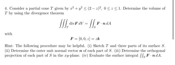 Solved 4. Consider a partial cone T given by | Chegg.com