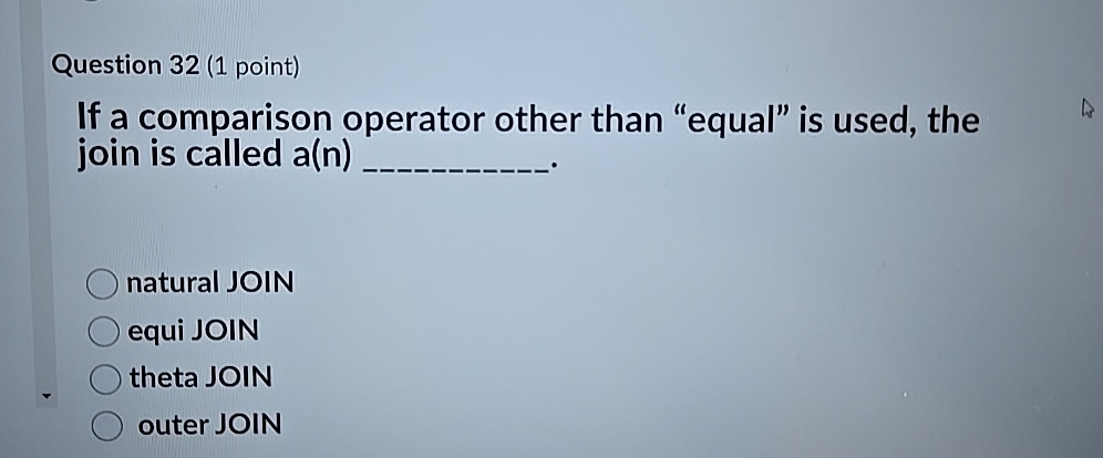 Solved Question 32 (1 ﻿point)If a comparison operator other | Chegg.com
