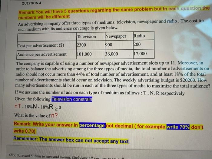 Solved QUESTION 4 Remark:You will have 5 questions regarding | Chegg.com