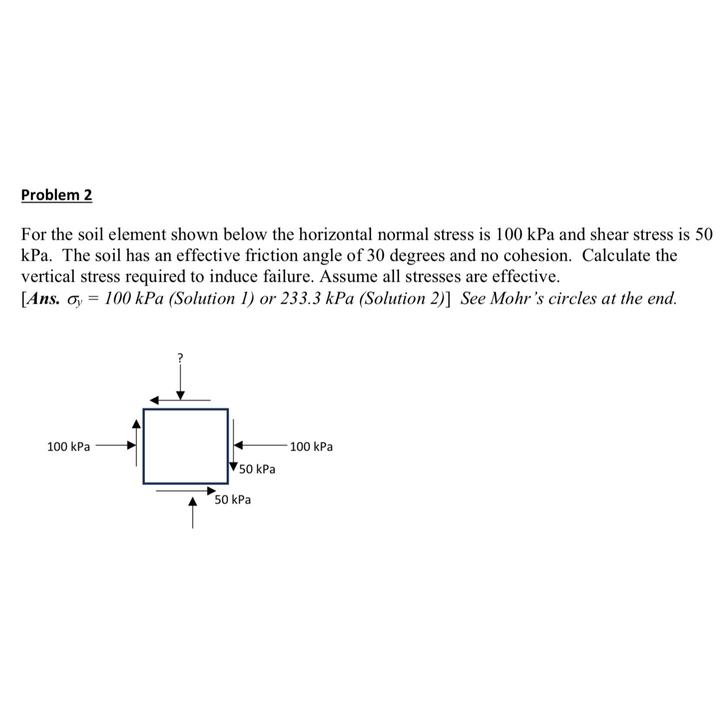 Solved Problem 2For the soil element shown below the | Chegg.com