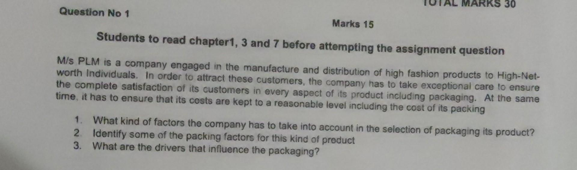 Marks 15 Students to read chapter1, 3 and 7 before | Chegg.com