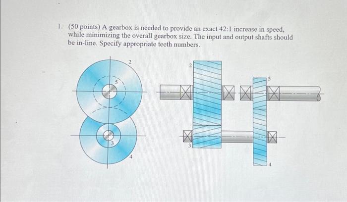 Solved 1.A gearbox is needed to provide an exact 42:1 | Chegg.com
