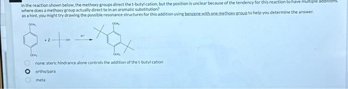 Solved in the reaction shown below, the methoxy groups | Chegg.com