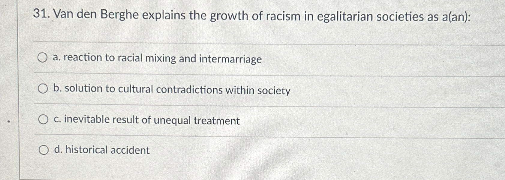Solved Van den Berghe explains the growth of racism in | Chegg.com