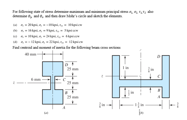Solved For following state of stress determine maximum and | Chegg.com