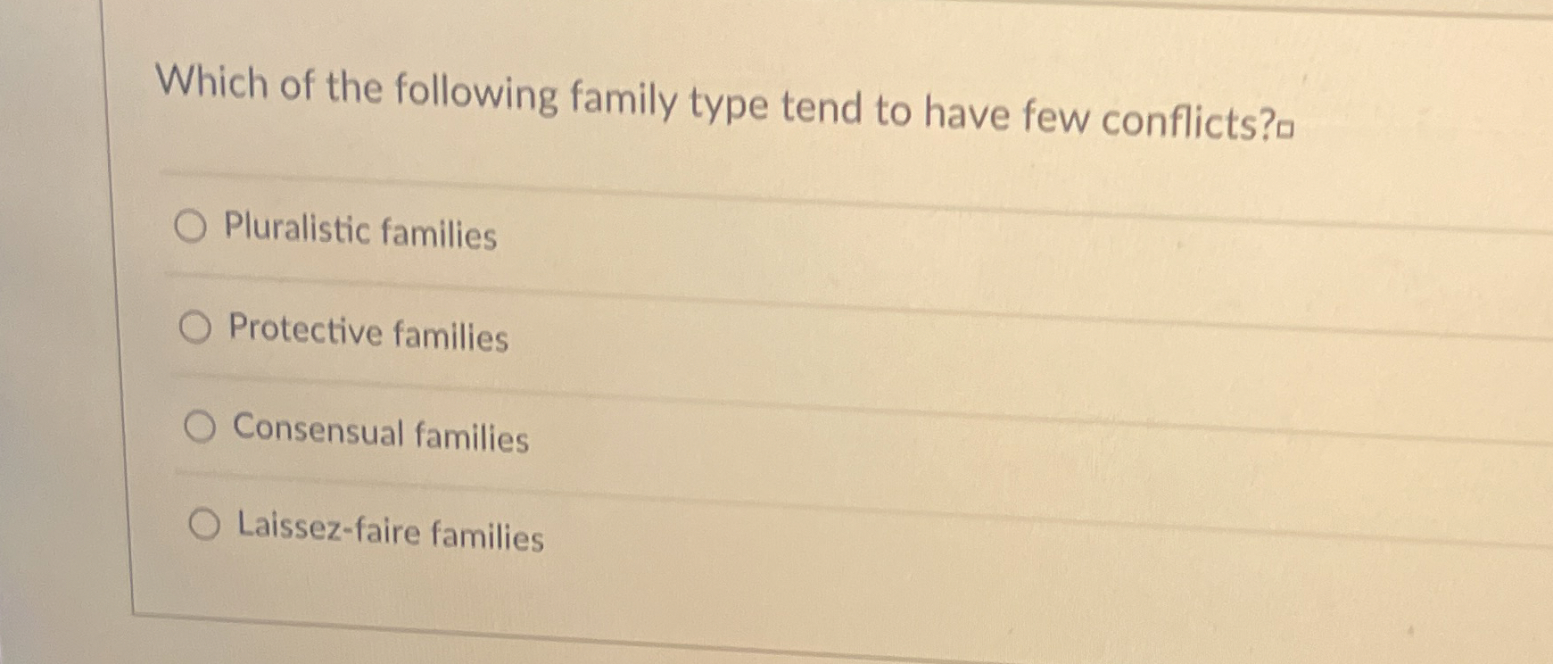 Solved Which of the following family type tend to have few | Chegg.com