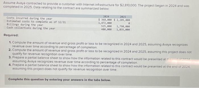 Solved Assume Avaya contracted to provide a customer with | Chegg.com