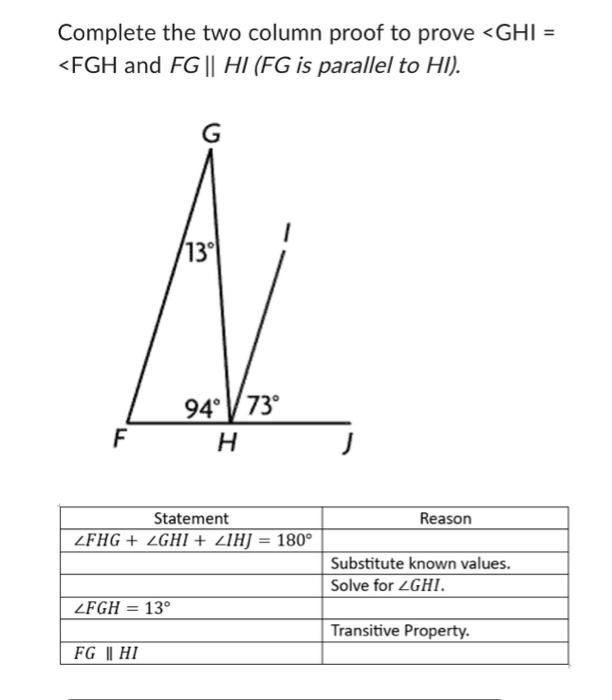 Solved Complete the two column proof to prove | Chegg.com