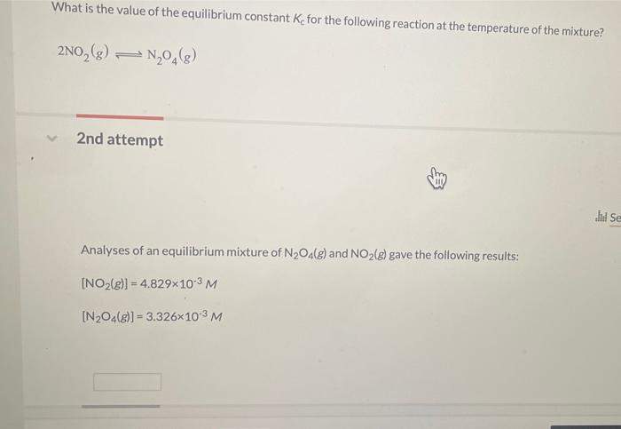 Solved What is the value of the equilibrium constant Ke for | Chegg.com