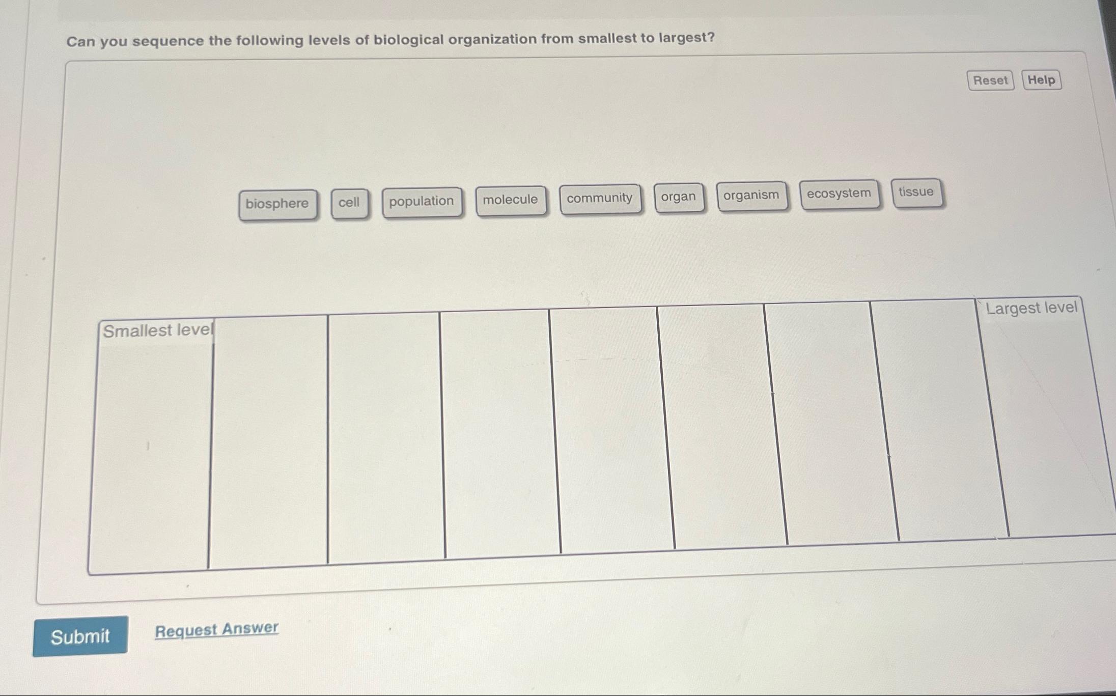 Solved Can you sequence the following levels of biological | Chegg.com