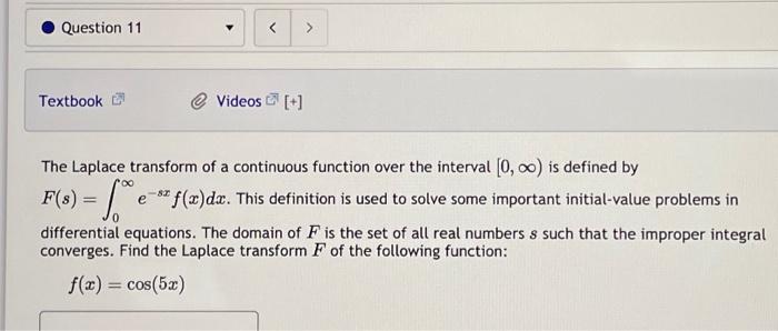 Solved The Laplace transform of a continuous function over | Chegg.com