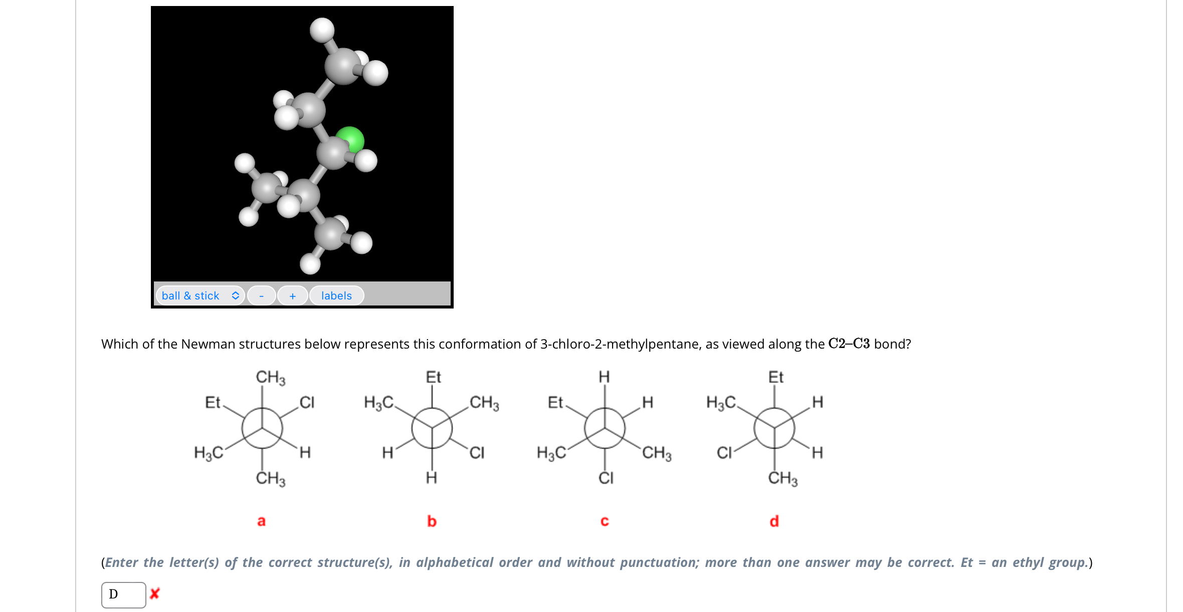 Solved Which of the Newman structures below represents this | Chegg.com