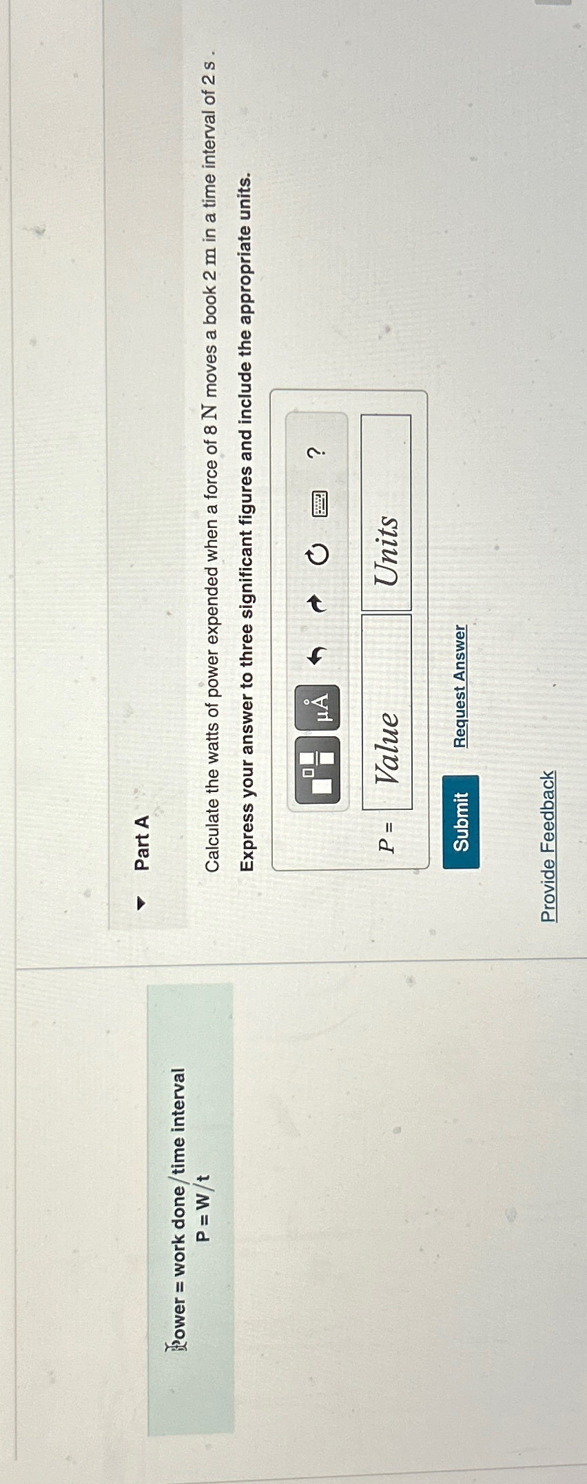 Solved Tower = ﻿work done ?? ﻿time intervalP=WtPart | Chegg.com