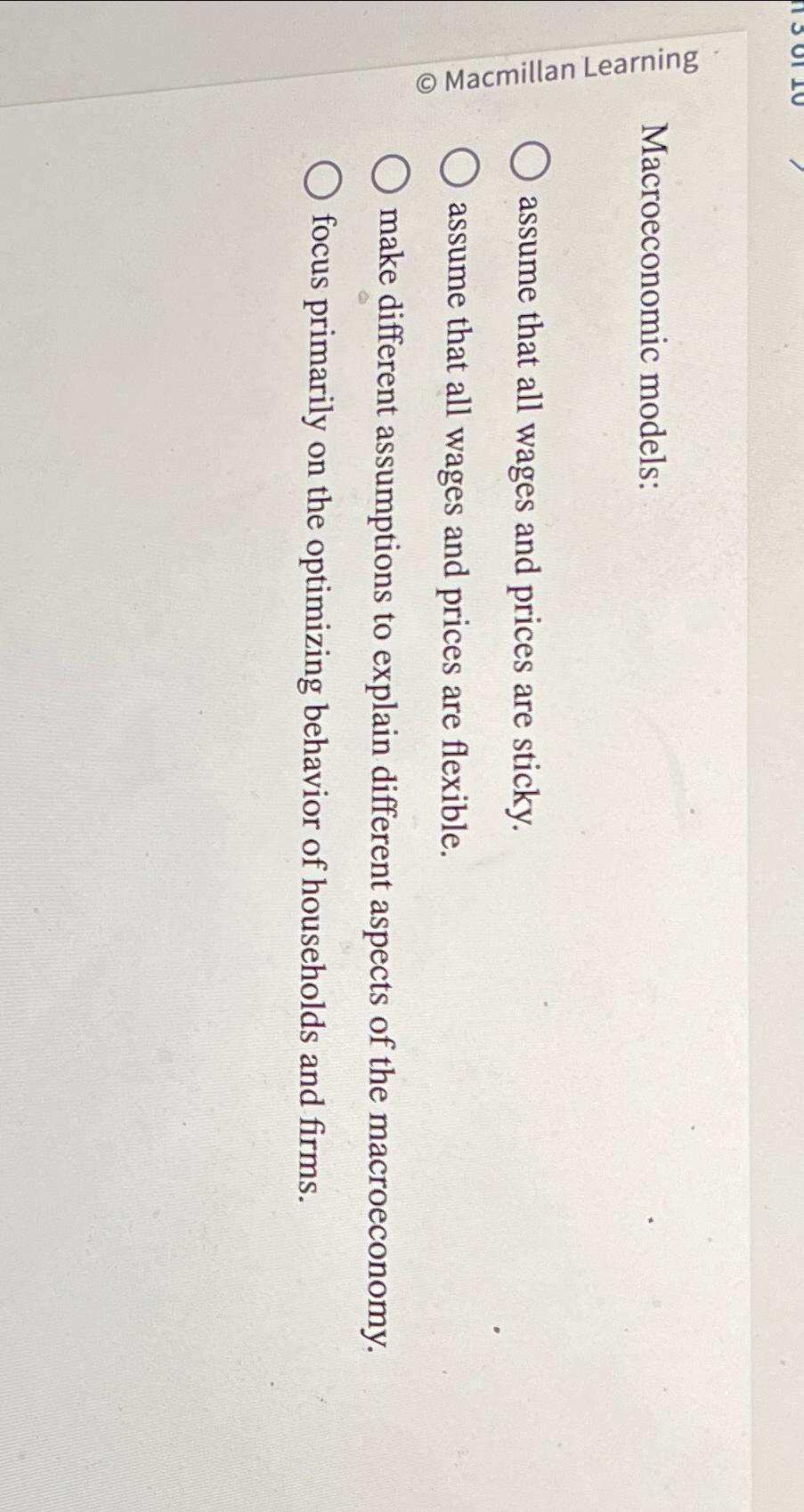 Solved Eϱ ﻿Macroeconomic models:assume that all wages and | Chegg.com