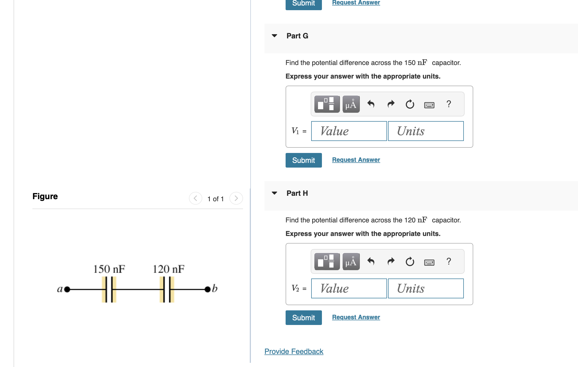 Solved Part AFor the capacitor network shown in (Figure 1), | Chegg.com
