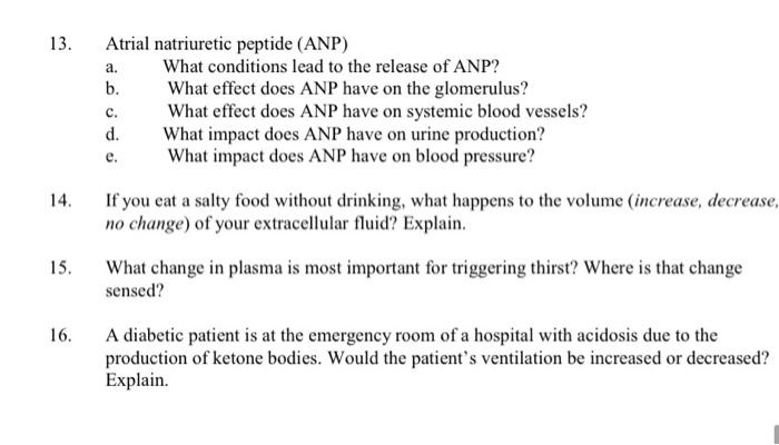 Solved 13. a. Atrial natriuretic peptide (ANP) What | Chegg.com