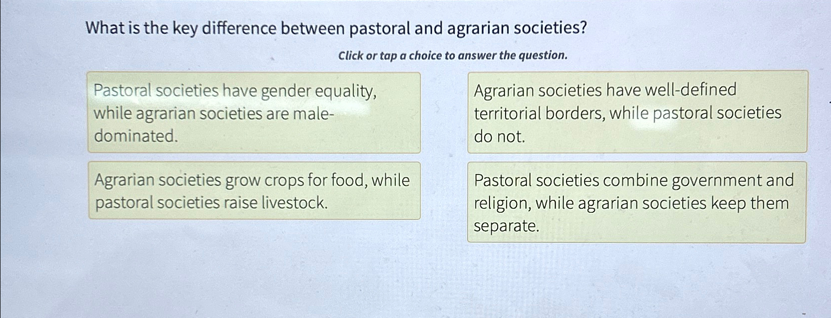 Solved What is the key difference between pastoral and | Chegg.com