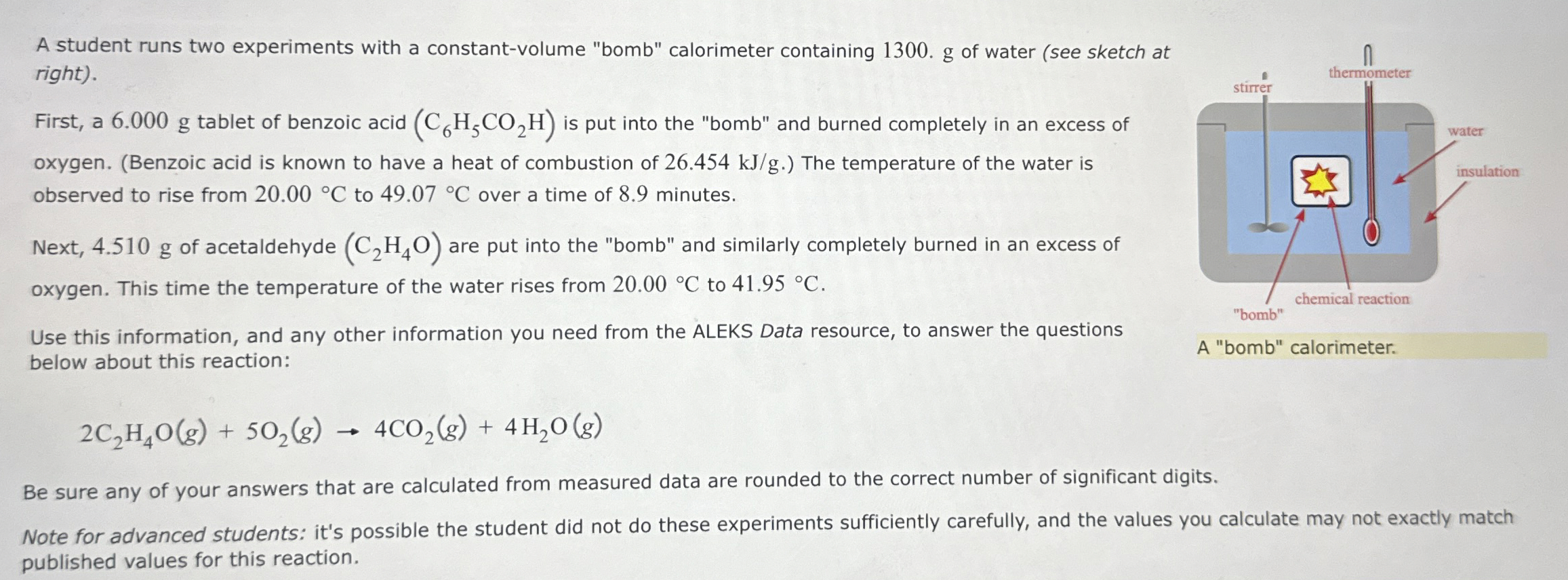 Solved A student runs two experiments with a constant-volume | Chegg.com