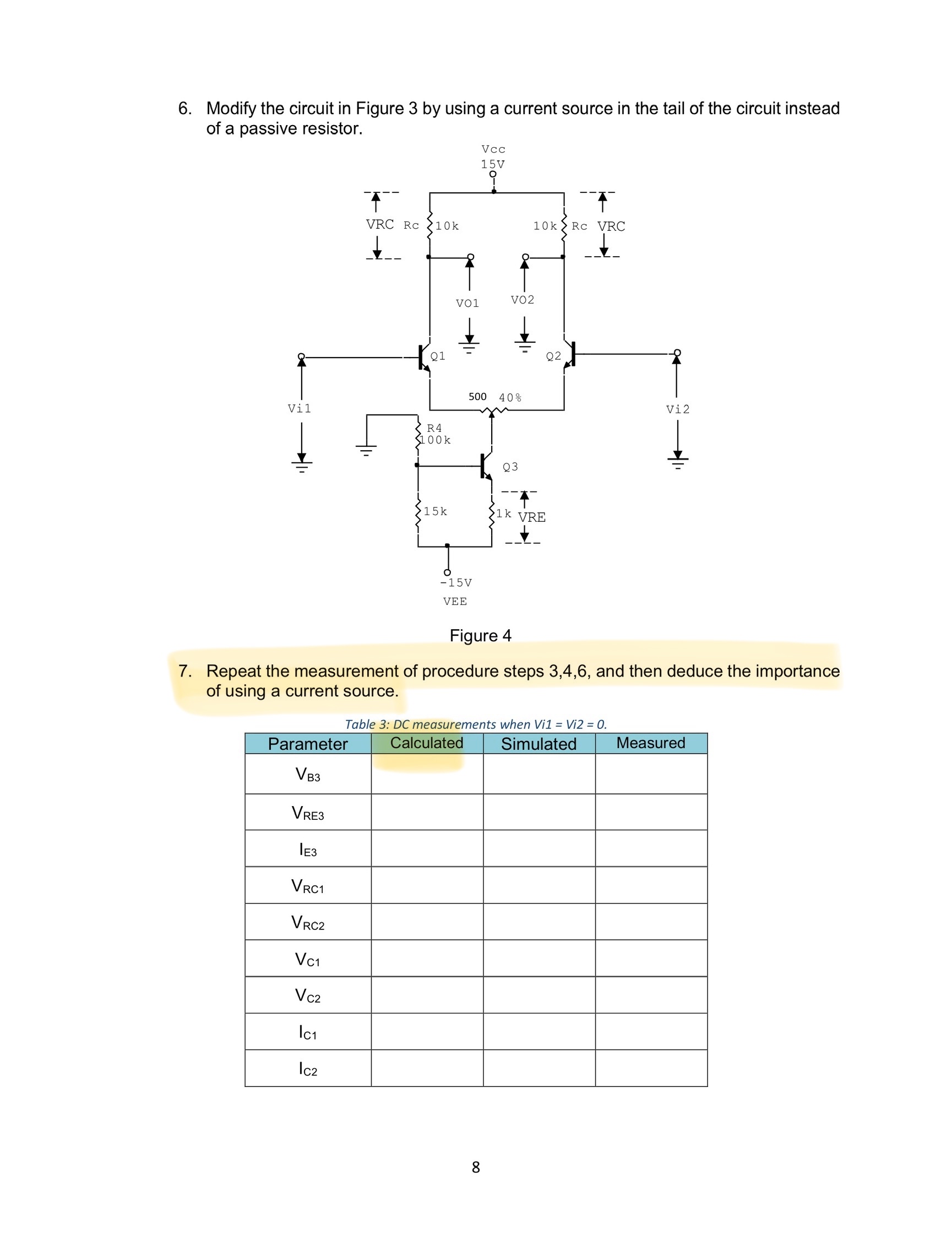 Modify the circuit in Figure 3 ﻿by using a current | Chegg.com