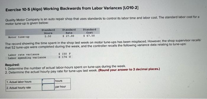 Solved Exercise 10-5 (Algo) Working Backwards from Labor | Chegg.com
