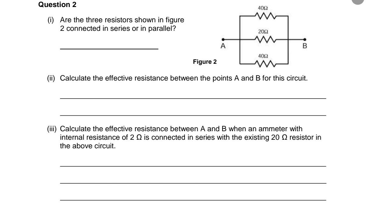 Solved Question 2 4092 (i) Are the three resistors shown in | Chegg.com