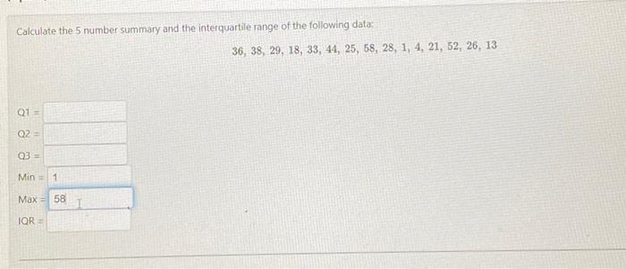 Solved Calculate the 5 number summary and the interquartile | Chegg.com