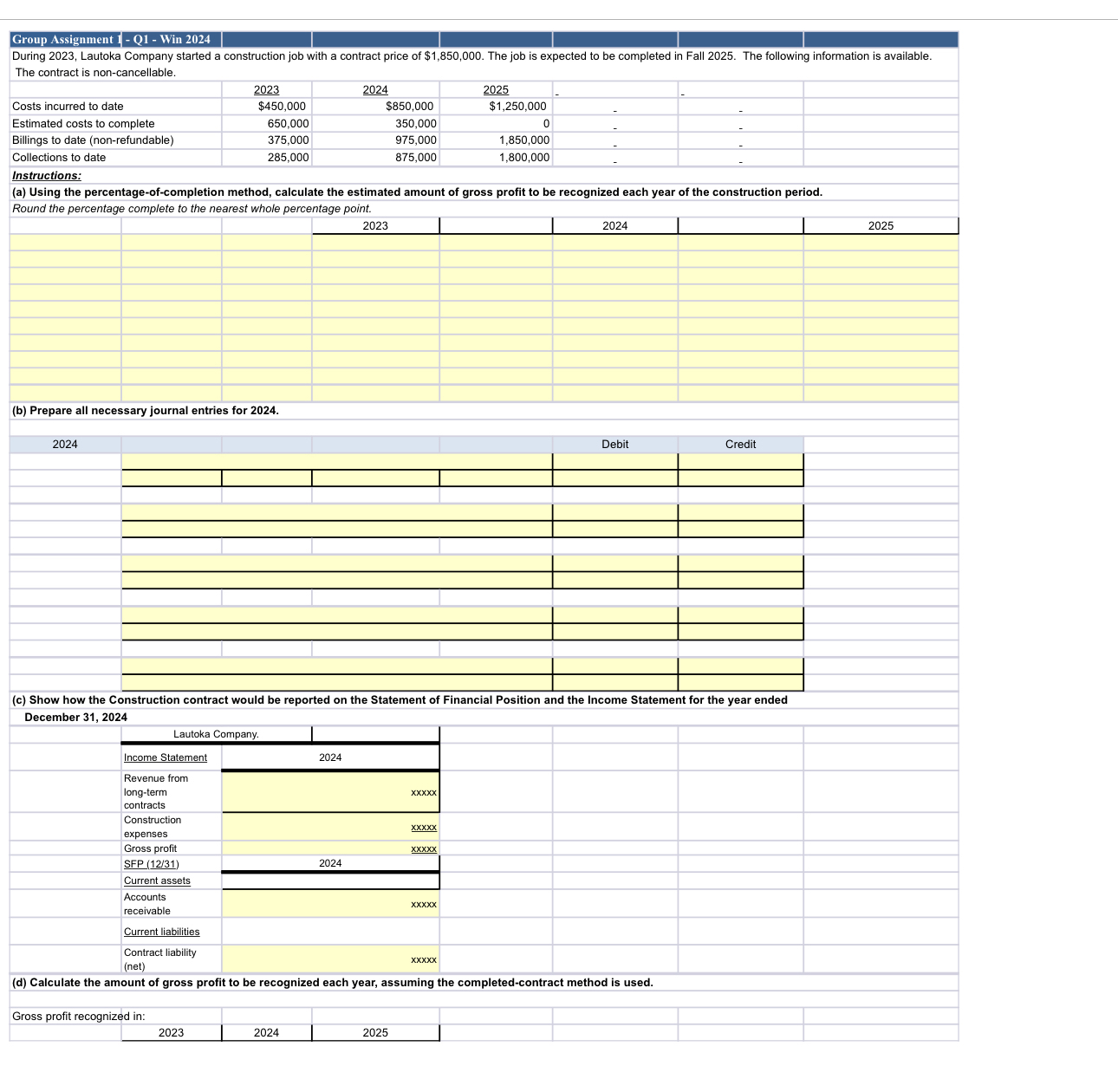 Solved Group Assignment 1 - ﻿Q1 - ﻿Win 2024During 2023, | Chegg.com