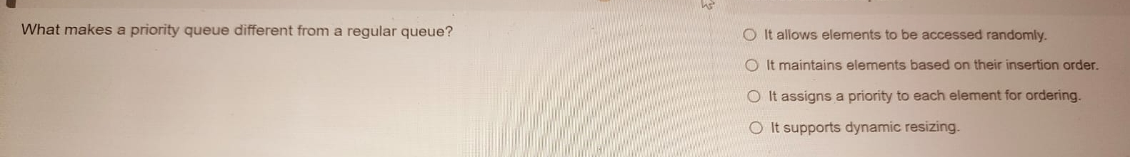 Solved What makes a priority queue different from a regular | Chegg.com