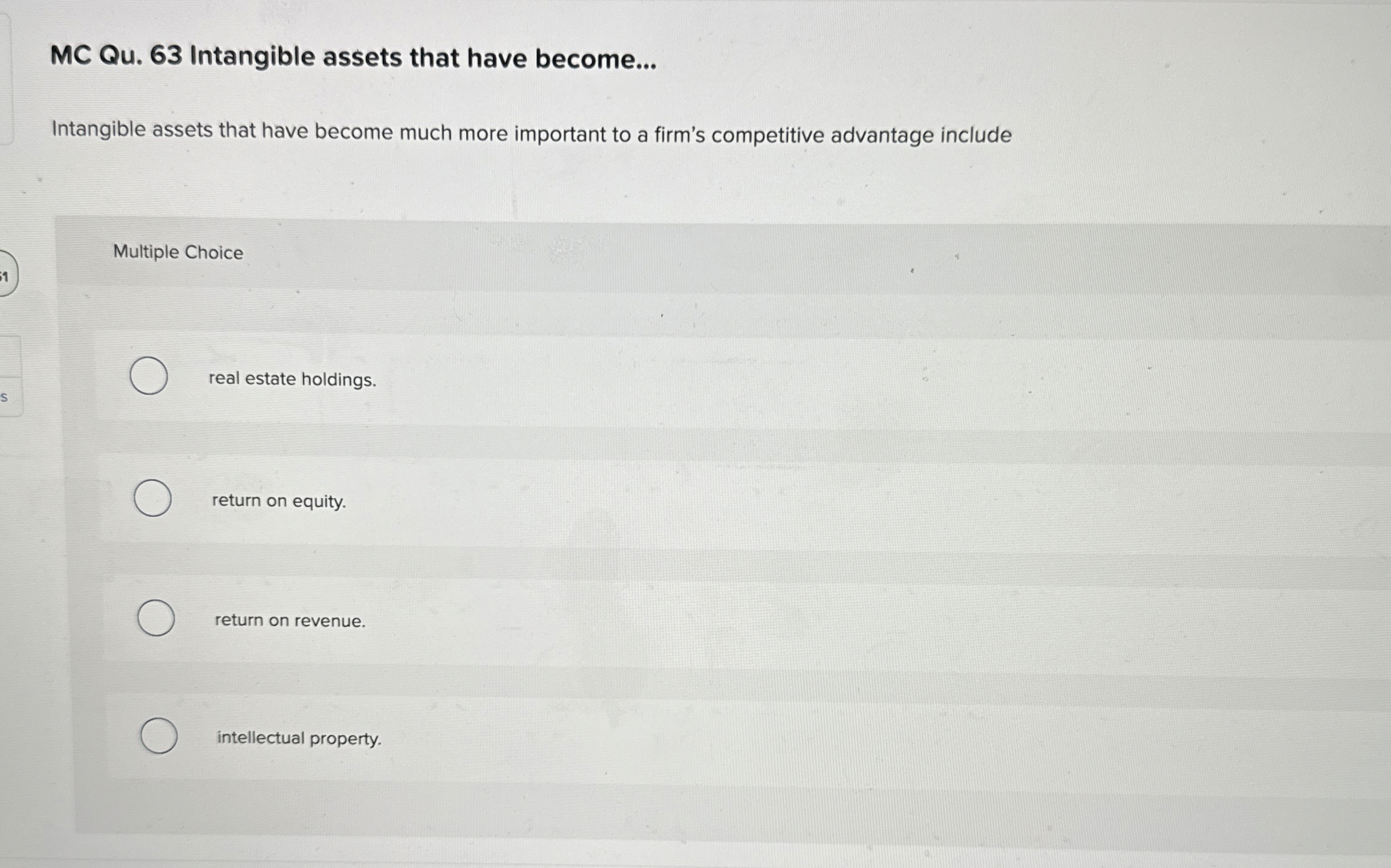 Solved MC Qu. 63 ﻿Intangible assets that have | Chegg.com