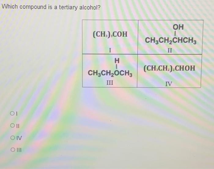 Solved Which compound is a tertiary alcohol? (CH) COH OH 1 | Chegg.com