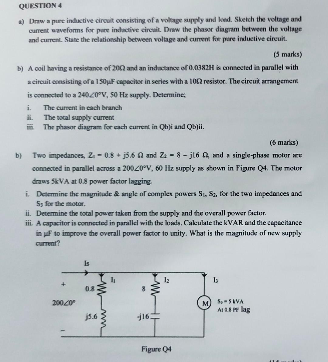 Solved a) Based on circuit shown in Figure Q1, a coil load | Chegg.com