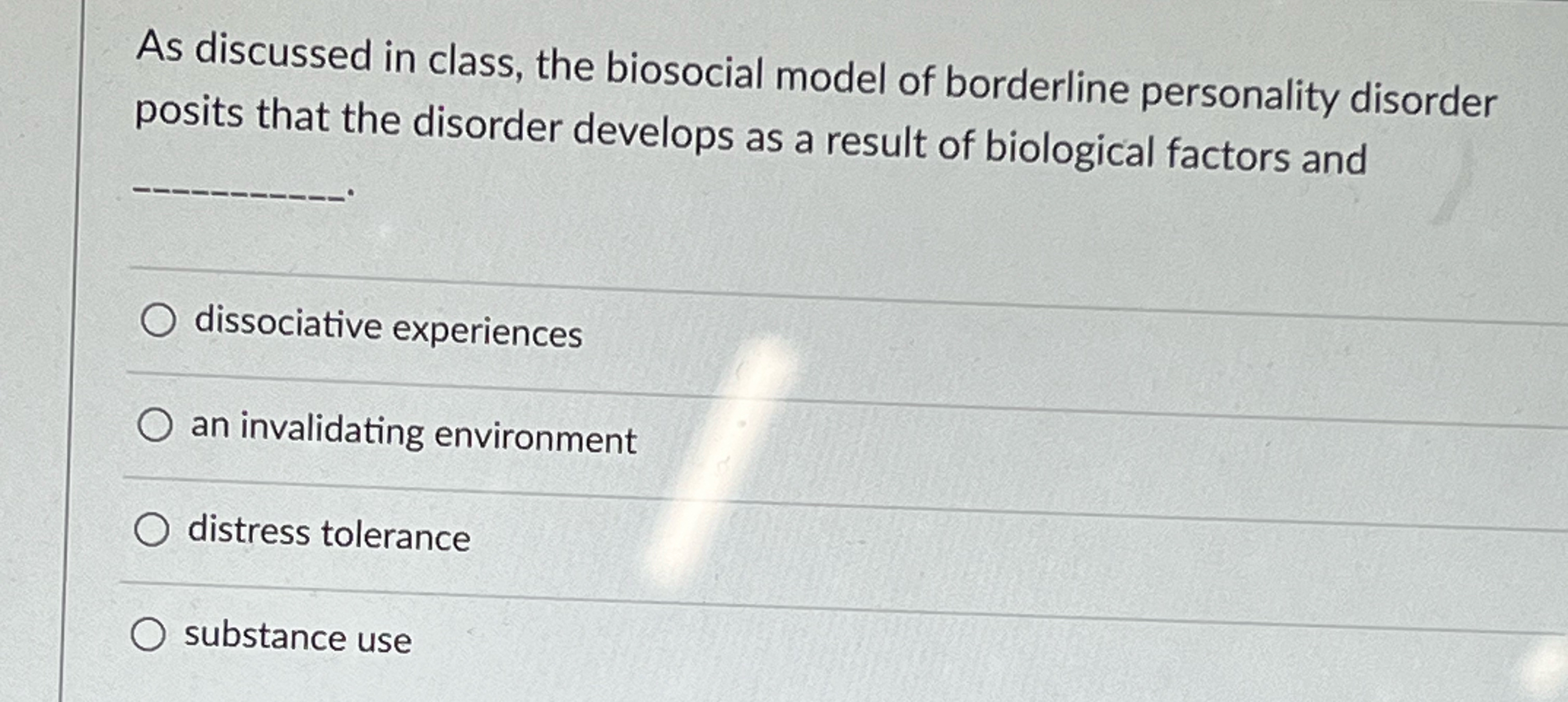 Solved As discussed in class, the biosocial model of | Chegg.com
