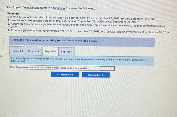 Solved Use Apple's financial statements in Appendix A to | Chegg.com