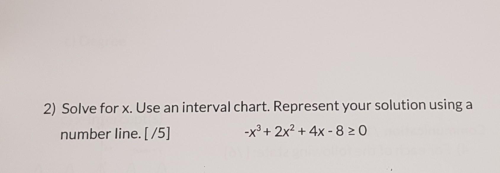 Solved Solve for x. ﻿Use an interval chart. Represent your | Chegg.com