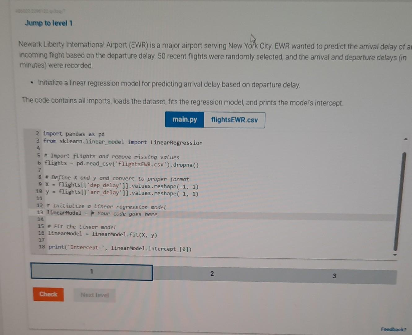 CHALLENGE ACTIVITY 7.2.2: Simple linear regression | Chegg.com