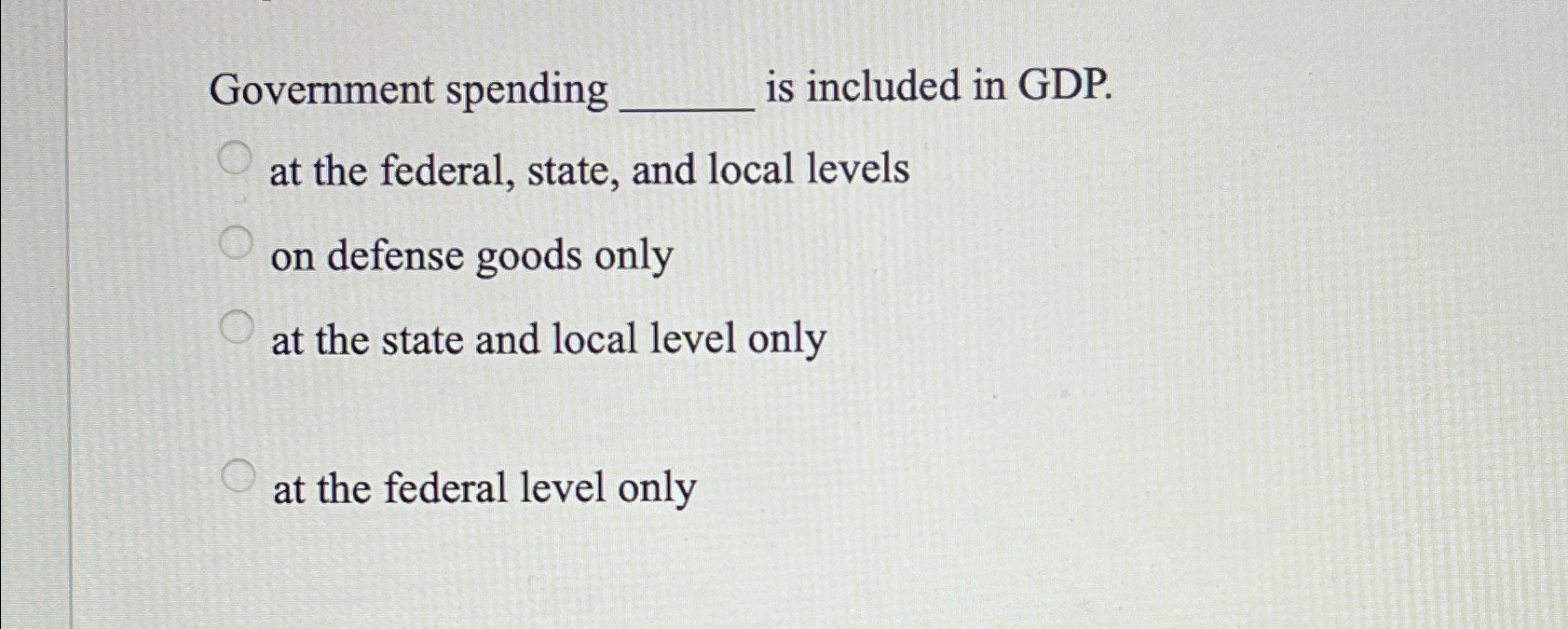 Solved Government spending is included in GDP.at the | Chegg.com