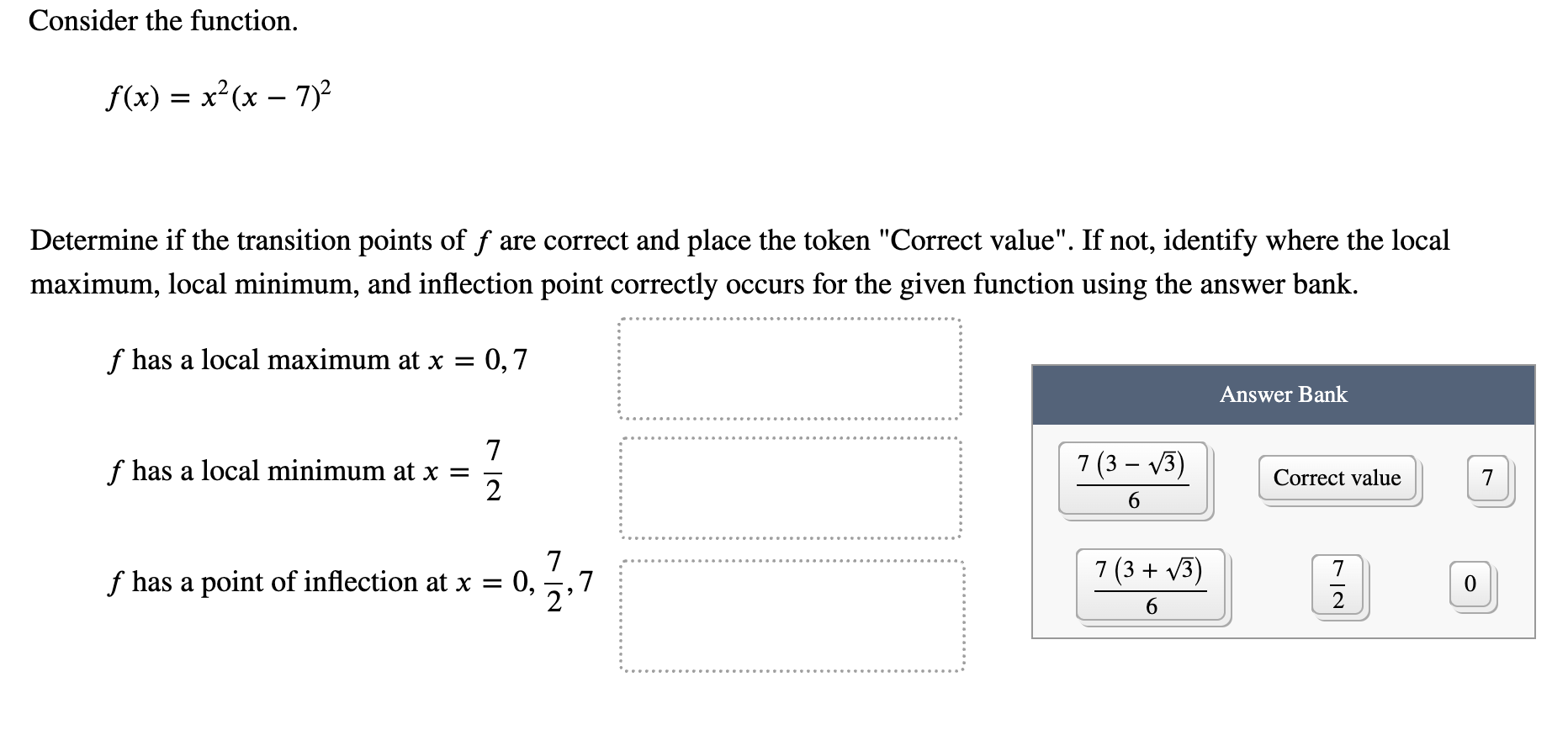 Solved maximum, local minimum, and inflection point | Chegg.com