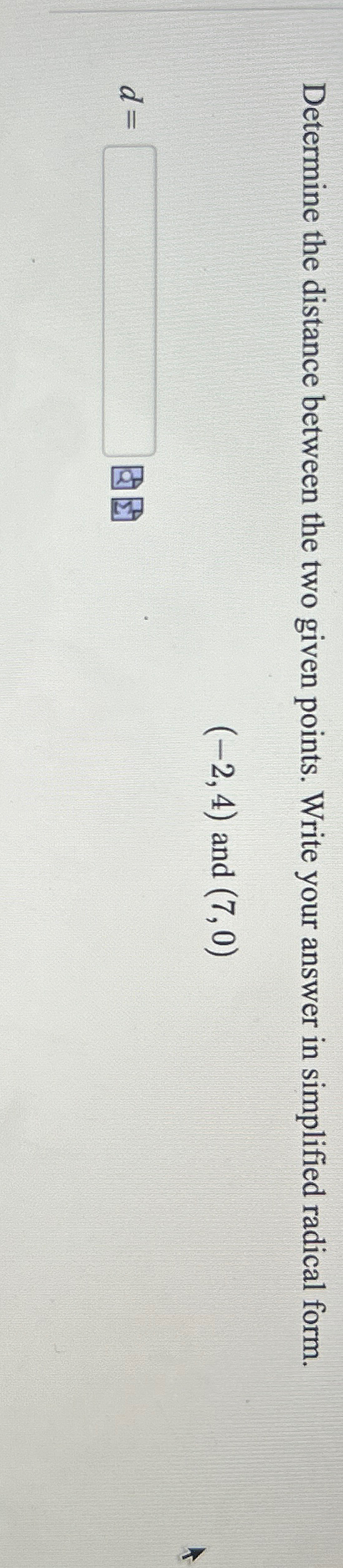 Solved Determine the distance between the two given points. | Chegg.com