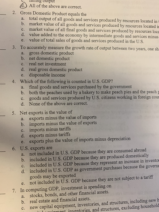 18. Productivity increase when Outputs decrease while | Chegg.com