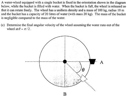 Solved A water-wheel equipped with a single bucket is fixed | Chegg.com