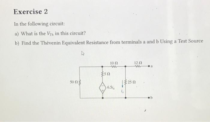 Solved In the following circuit: a) What is the VTh in this | Chegg.com