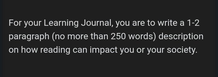 Solved For your Learning Journal, you are to write a 1-2 | Chegg.com