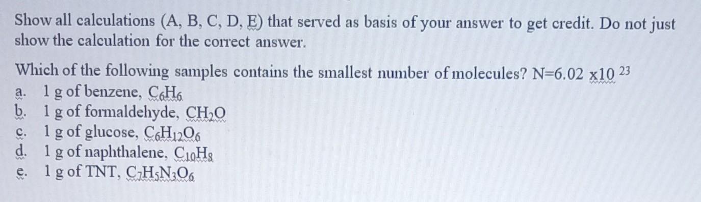 Solved Show all calculations (A,B,C,D,E) that served as | Chegg.com